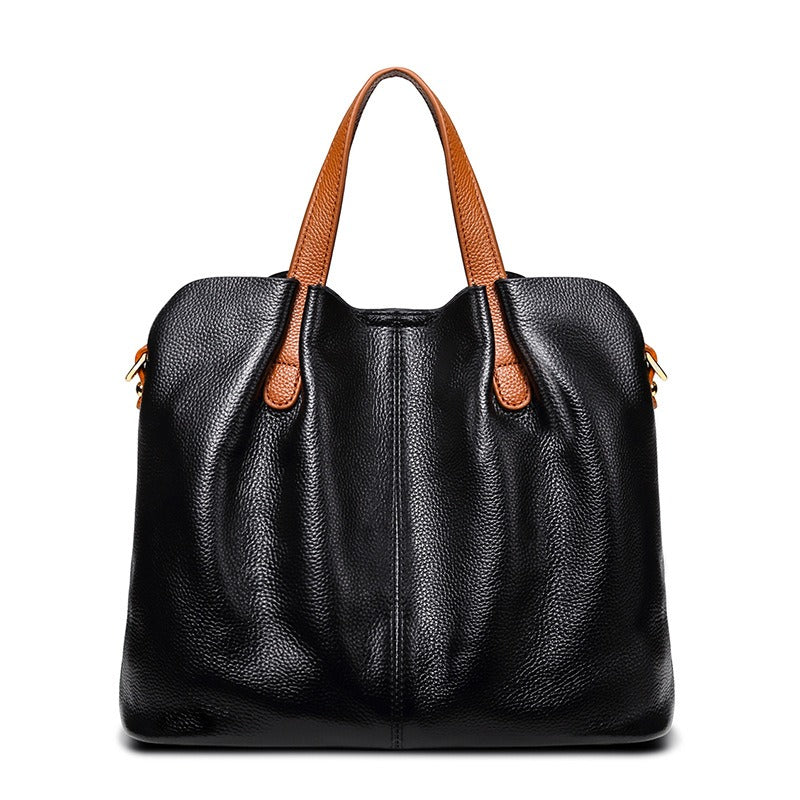 Genuine Leather Handbags Head Layer Cowhide Litchi Grain Women Handbag ...