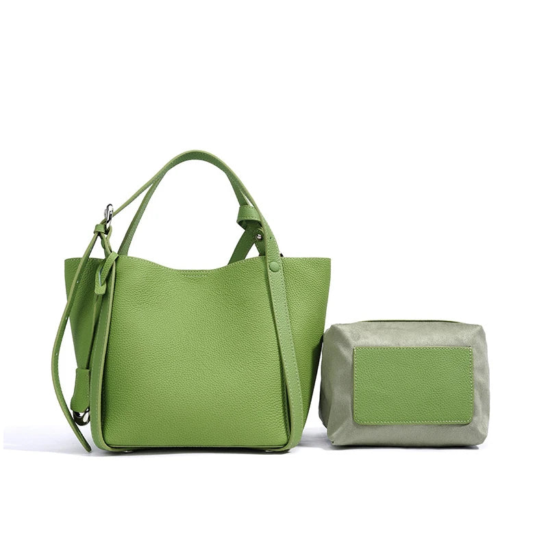Genuine Leather Large Capacity Women's Bucket Handbag – Scraften