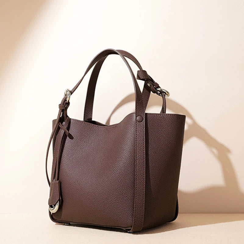 Genuine Leather Large Capacity Women's Bucket Handbag – Scraften