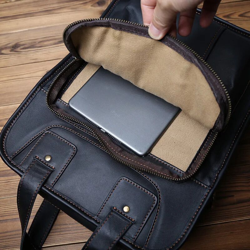 Genuine Leather Vertical Briefcase Handbag – Scraften