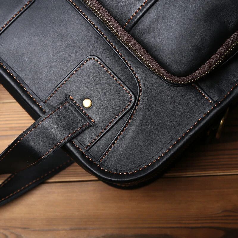 Genuine Leather Vertical Briefcase Handbag – Scraften