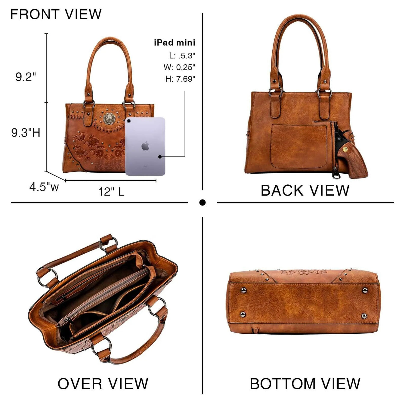 Vintage Embossed Concho Studs Shoulder Bag – Scraften