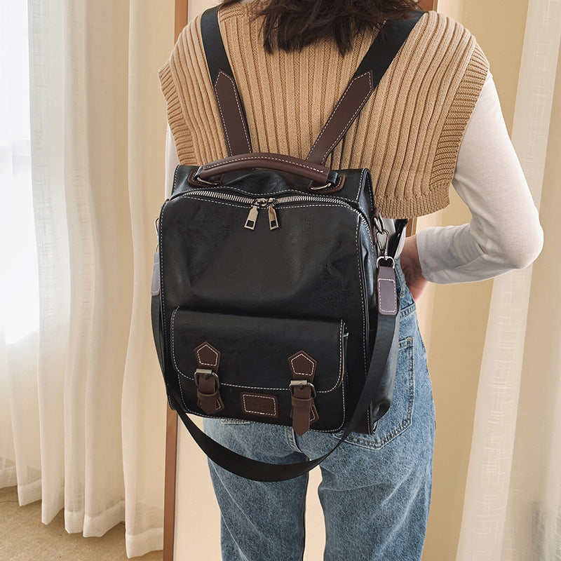 Vintage PU Leather Retro Backpack – Scraften