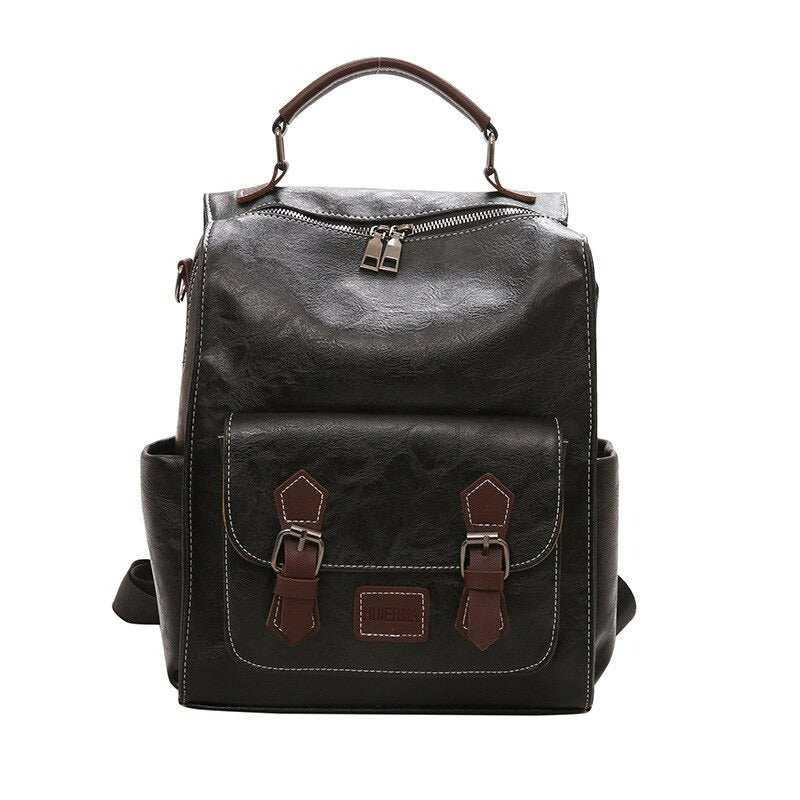 Vintage PU Leather Retro Backpack – Scraften